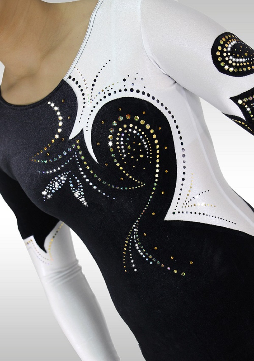 Turnanzug V765 Schwarz/ Gold Glitter | TT-Gymnastics